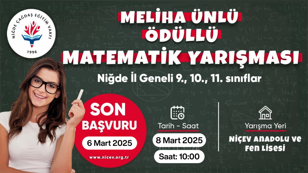 Meliha ÜNLÜ 3. Matematik Yarışması Sonuçları – Niğde Çağdaş Eğitim Vakfı